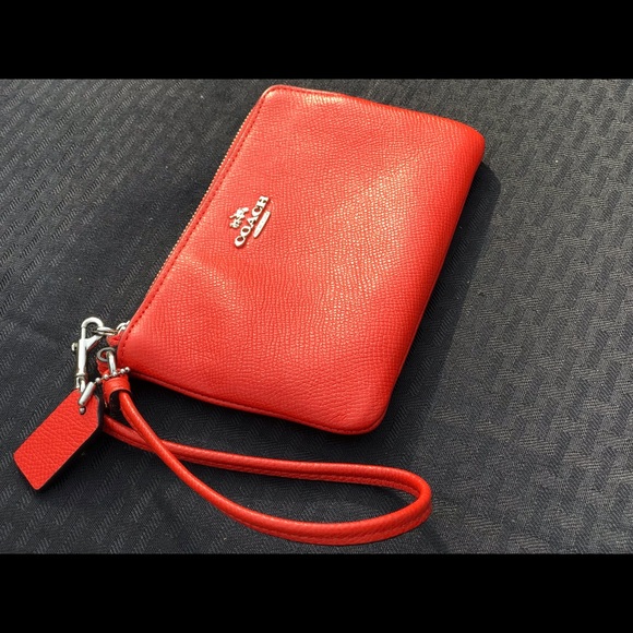 Coach | Bags | Coach Wristlet Wallet Crossgrain Leather Orange | Poshmark